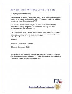 New Employee Welcome Letter • ALL DOCS