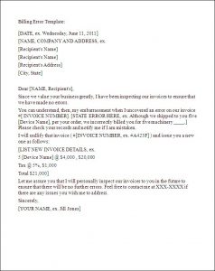 Billing Error Letter Template • ALL DOCS